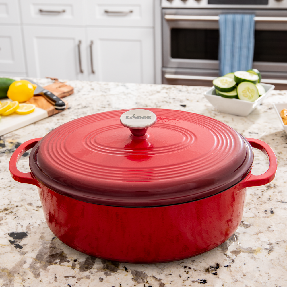 Enameled Cast Iron Oval Dutch Oven - 7 Quart | Lodge Cast Iron