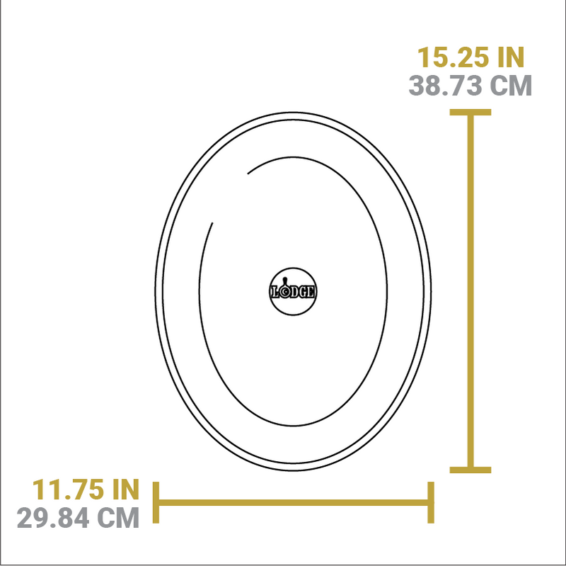 13.25 Inch Jumbo Oval Walnut Wood Underliner | Lodge Cast Iron